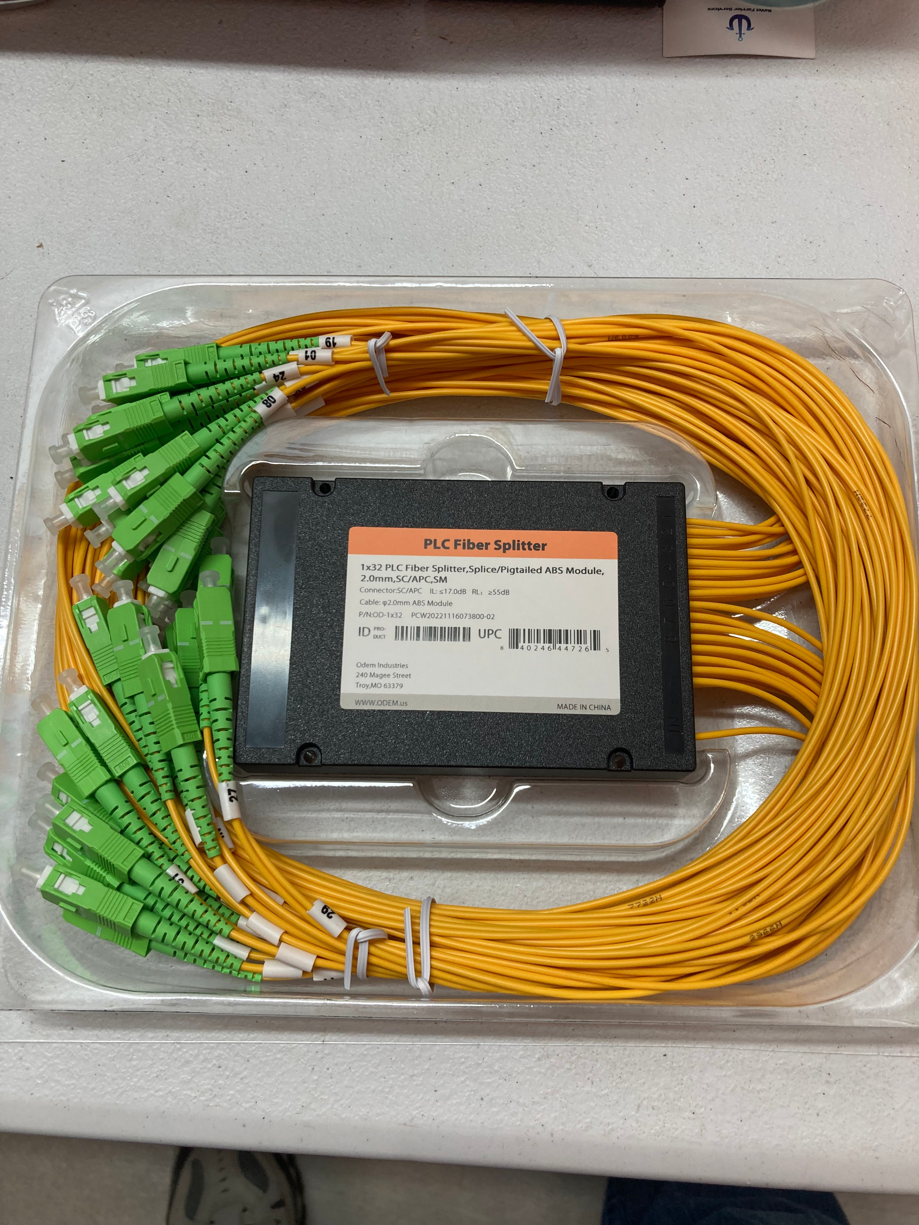 OD1x16SCA 1 x 16 PLC Fiber Splitter, Splice/Pigtailed ABS Module, 2.0m ...