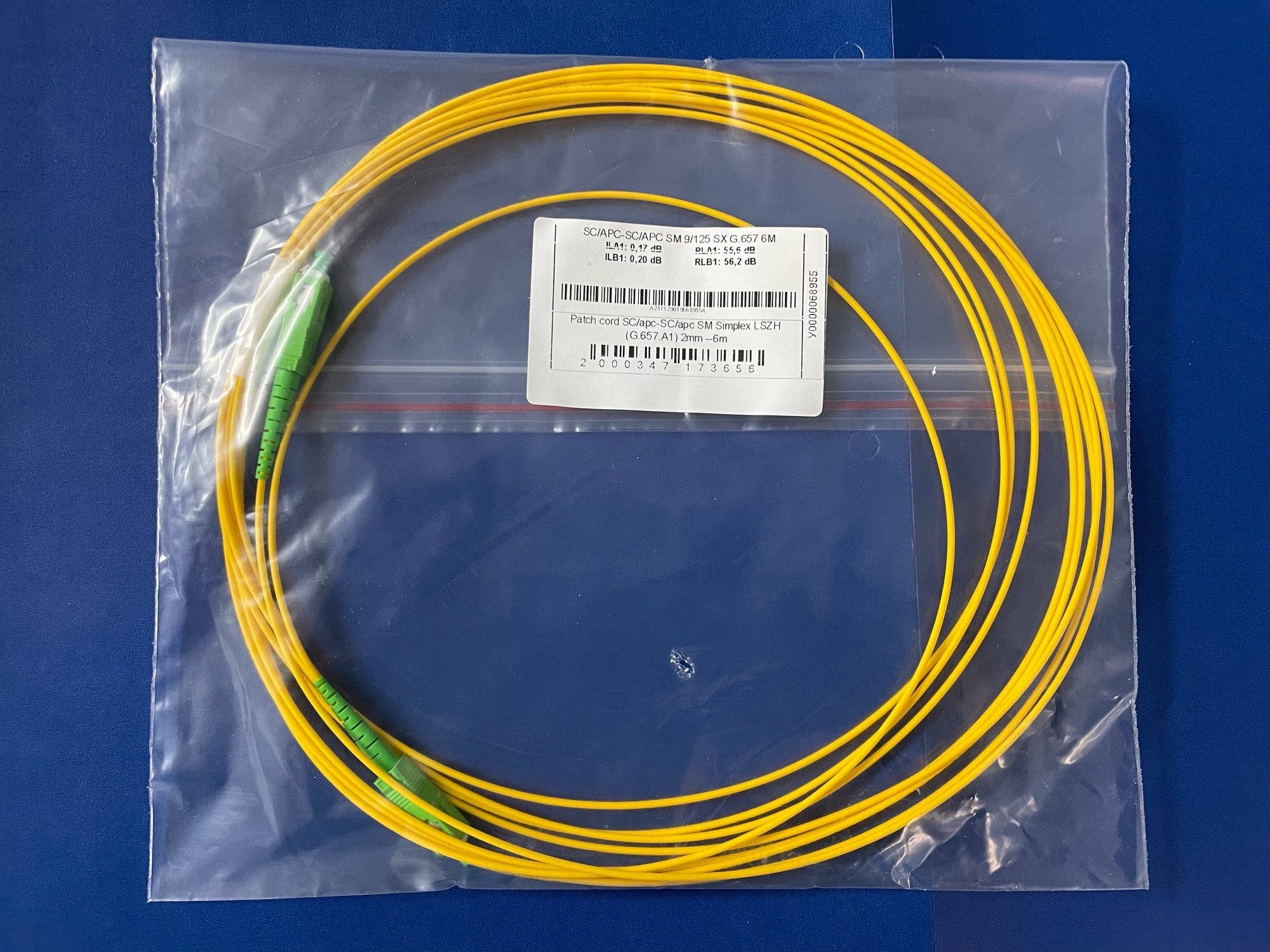 OD-Patch SCA/SCA 6M 2mm Yel Fiber Patch SC/APC to SC/APC, Simplex SM ...